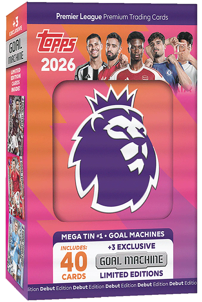 TOPPS PREMIER LEAGUE 2026 - DEBUT EDITION - MEGA TIN #1 GOAL MACHINES ...